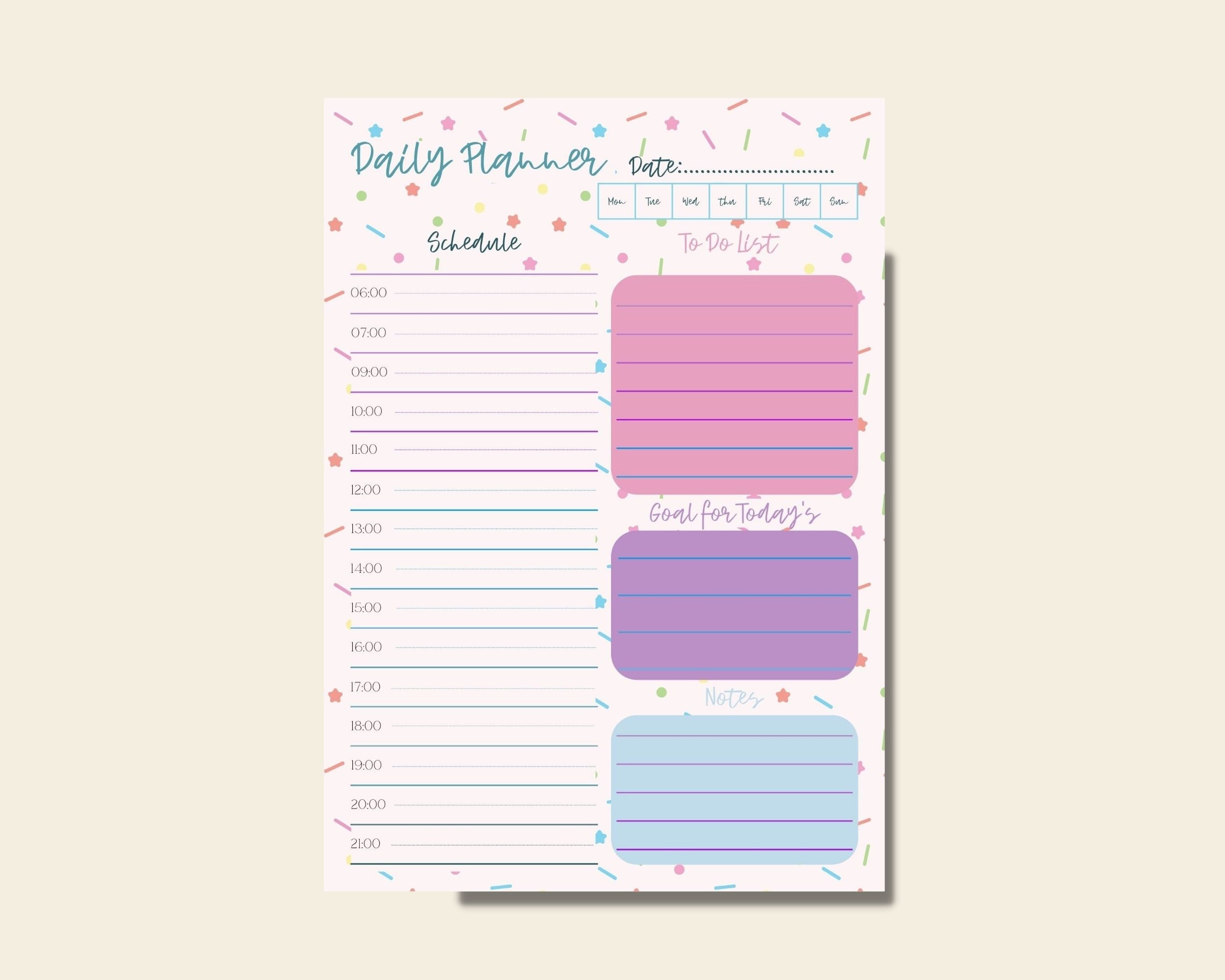 Daily Planner Printable Daily Planner Digital PDF Instant Download to ...