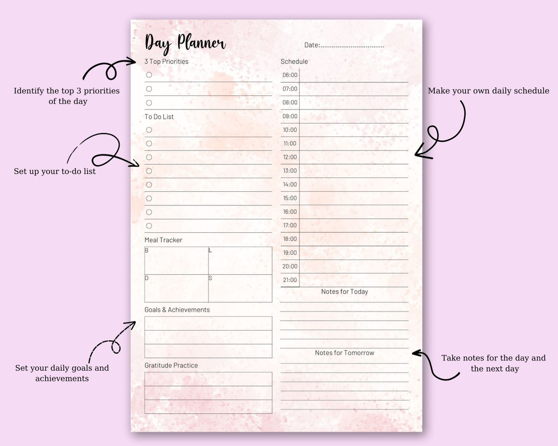Daily Planner Printable Daily to Do List Productivity - Etsy