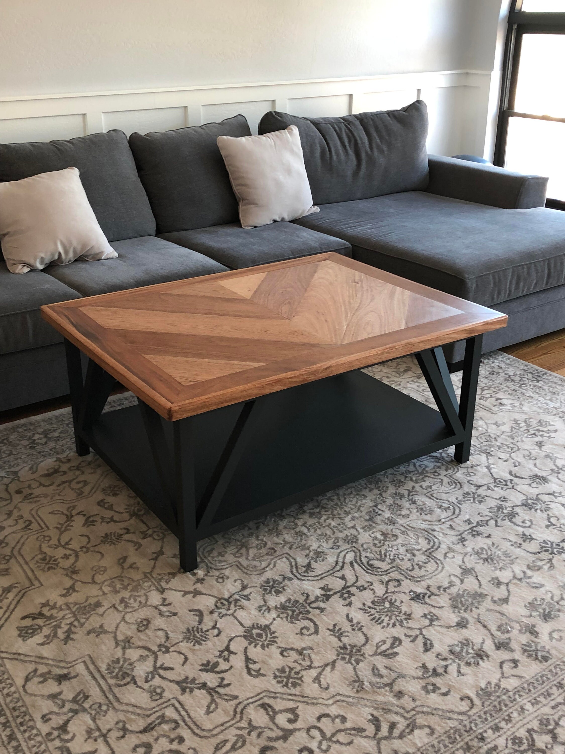 Custom Made Oversized Mahogany Chevron Coffee Table. - Etsy