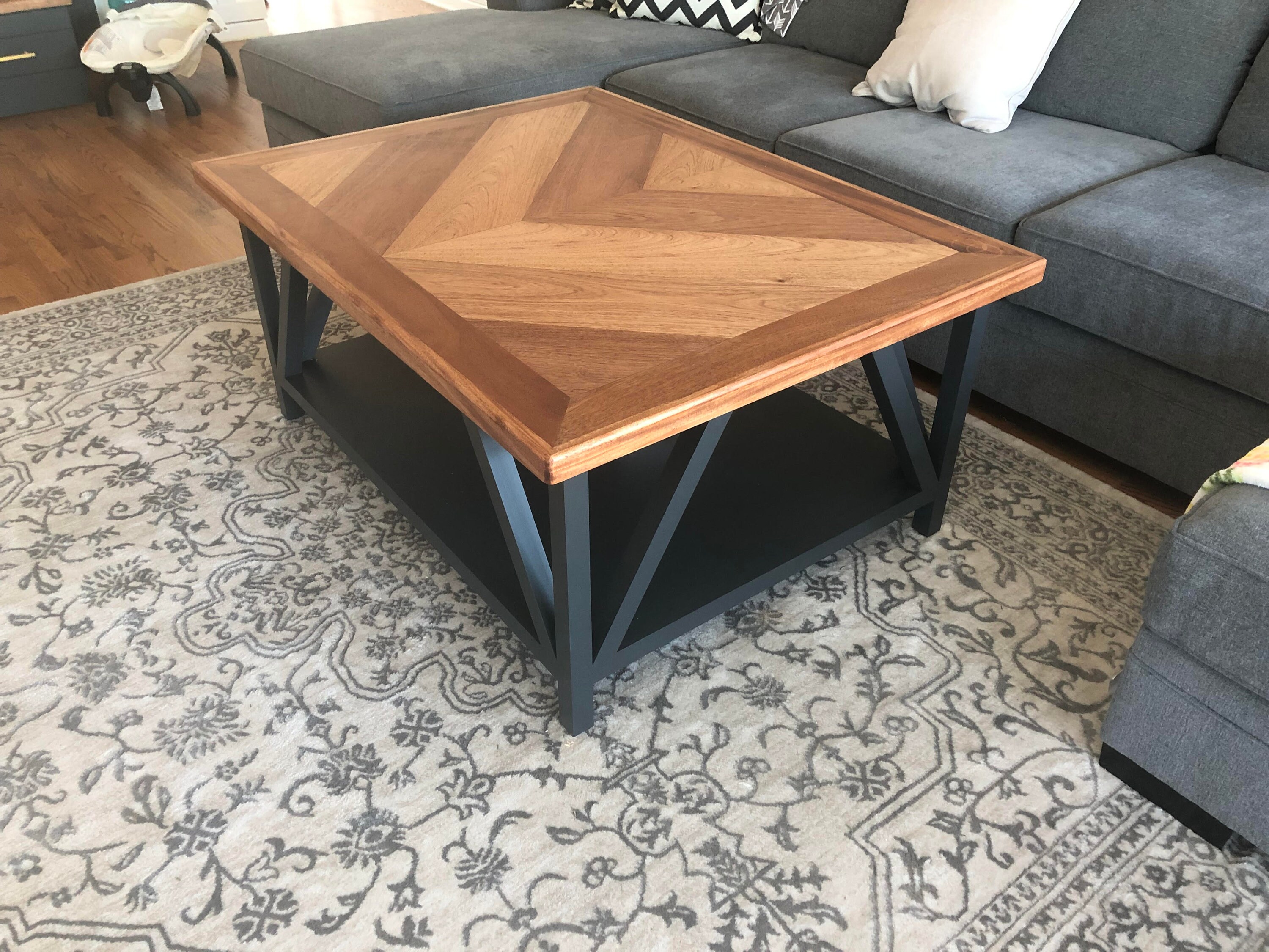 Custom Made Oversized Mahogany Chevron Coffee Table. - Etsy