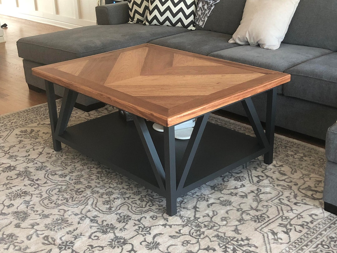 Custom Made Oversized Mahogany Chevron Coffee Table. - Etsy