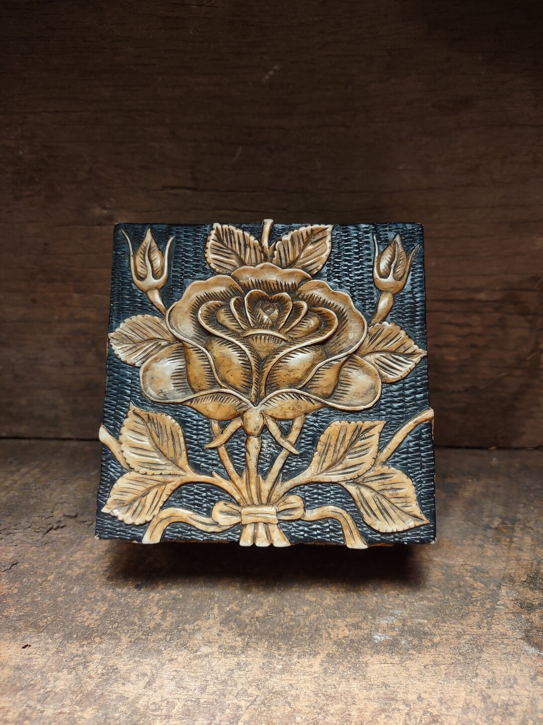 Vietnamese Decorative Box-rose Design-hand Carved - Etsy