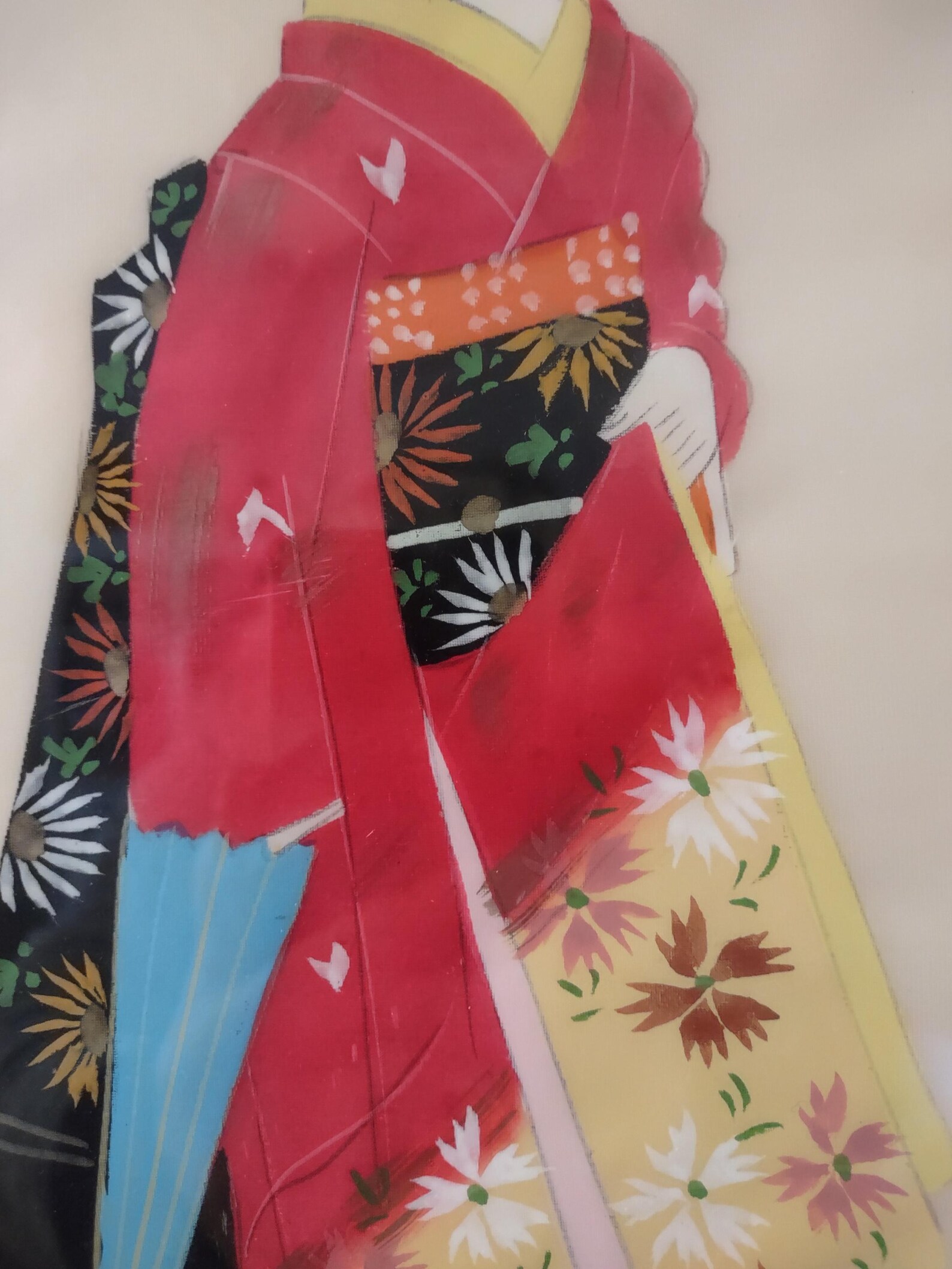 Vintage Hand Painted Spring Geisha on Silk - Etsy