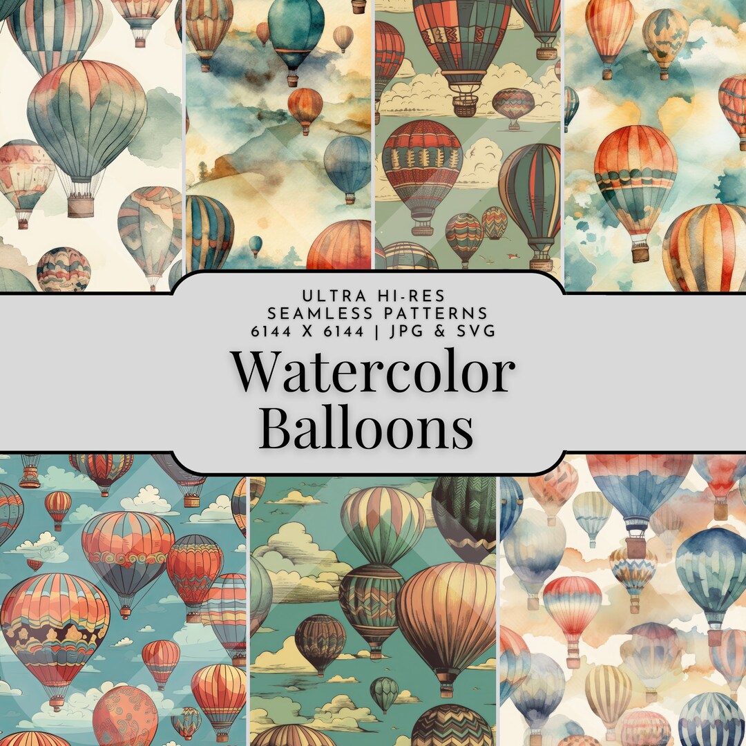 Hot Air Balloon Seamless Pattern Design Hot Air Balloon Bundle Digital ...