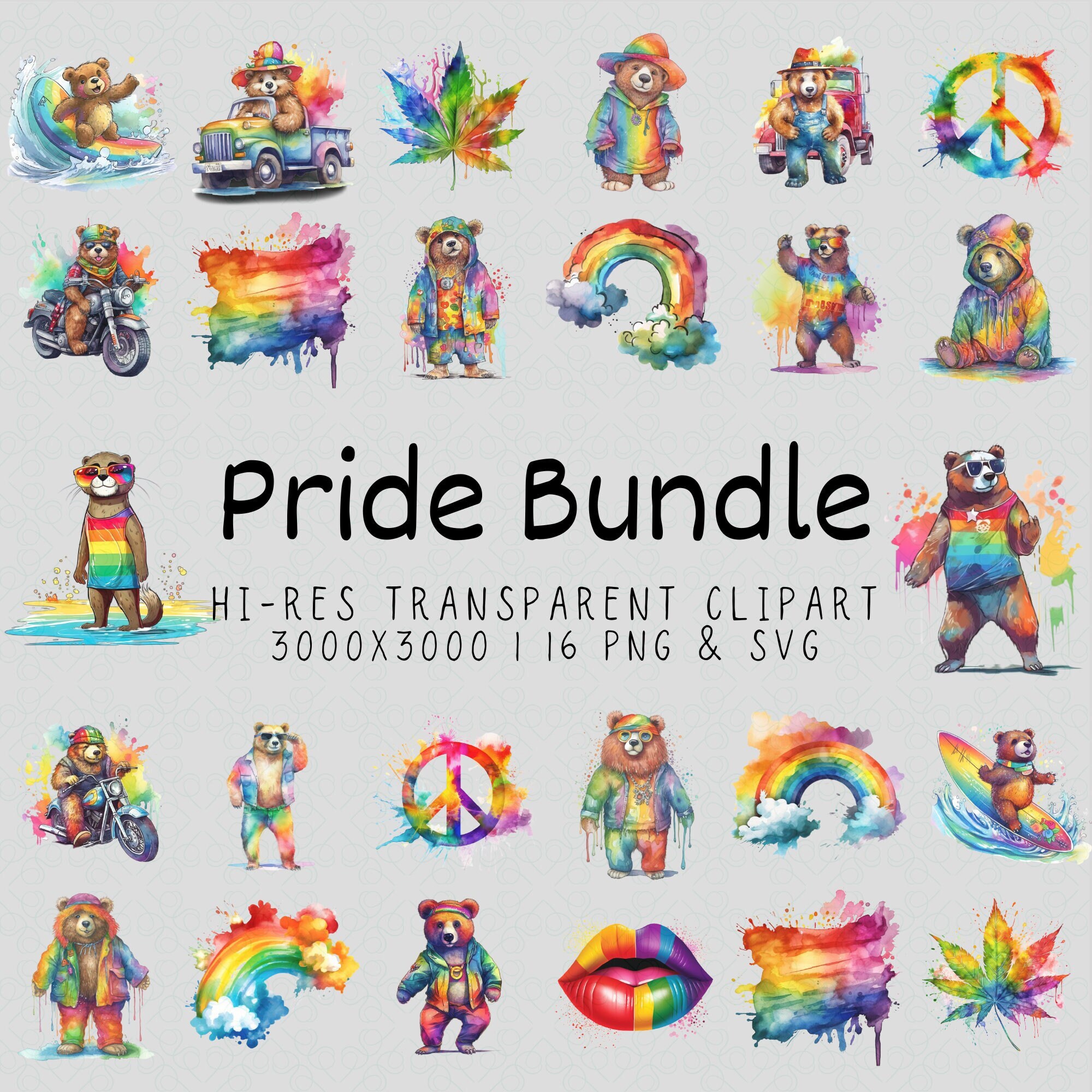 Pride Bundle PNG Clipart Rainbow Graphic Image LGBTQ Pride Sublimation ...