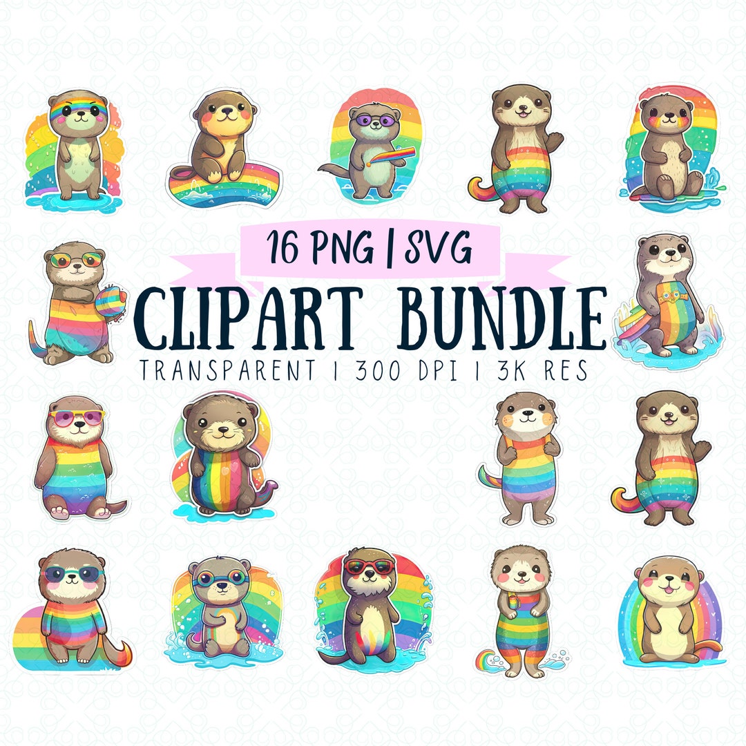 Otter Pride Bundle PNG Clipart Rainbow Image LGBTQ Pride Sublimation ...