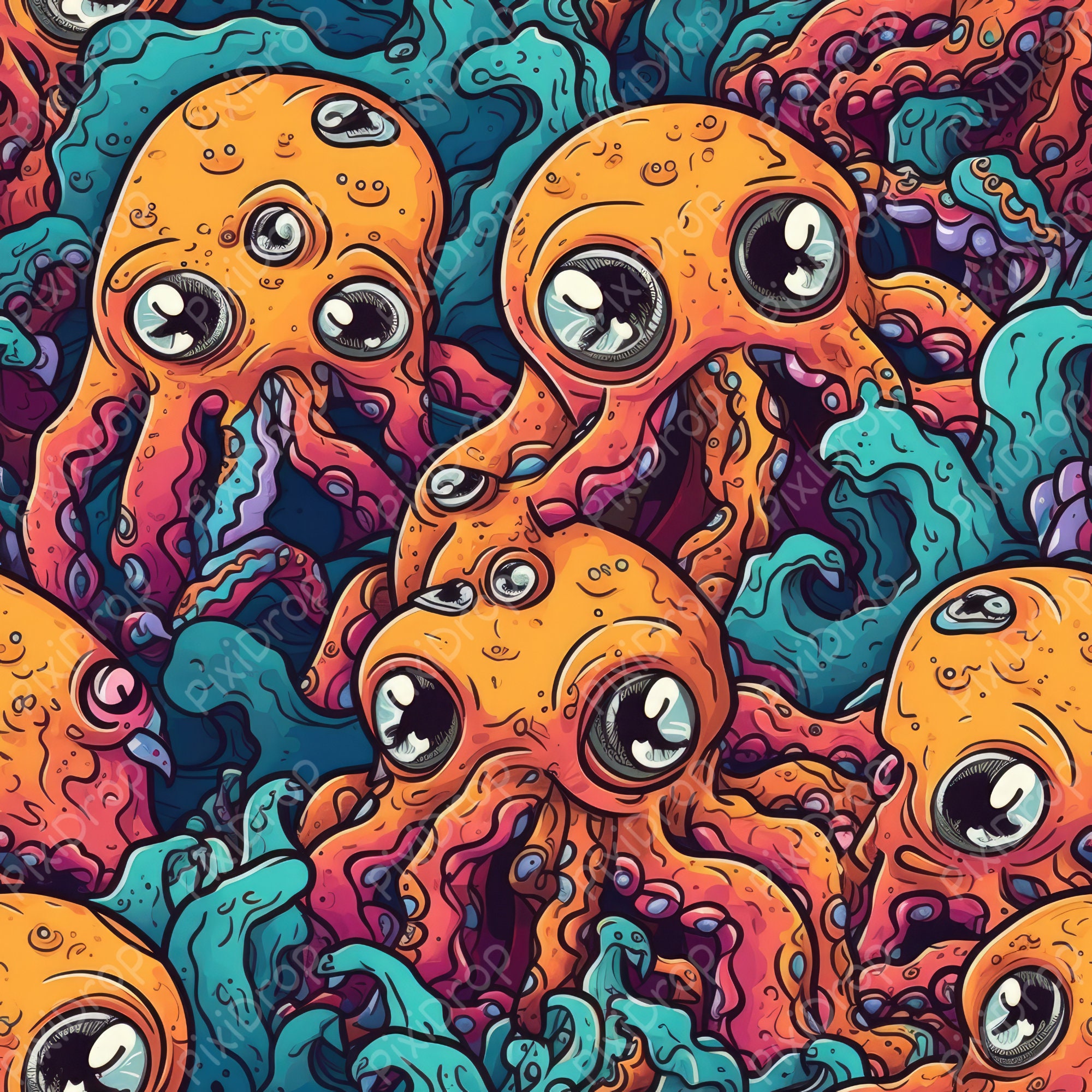 Sea Monster Seamless Patterns Gothic Design Unique Digital - Etsy