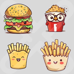 Kawaii Food Clipart Food PNG Bundle Cute Food Graphics Kawaii Clipart ...