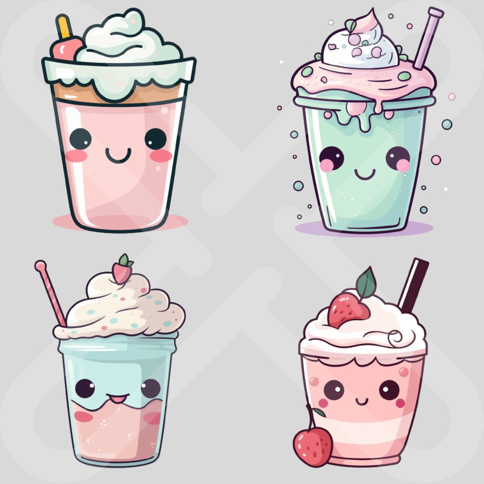 Kawaii Food Clipart Food PNG Bundle Cute Food Graphics Kawaii Clipart ...