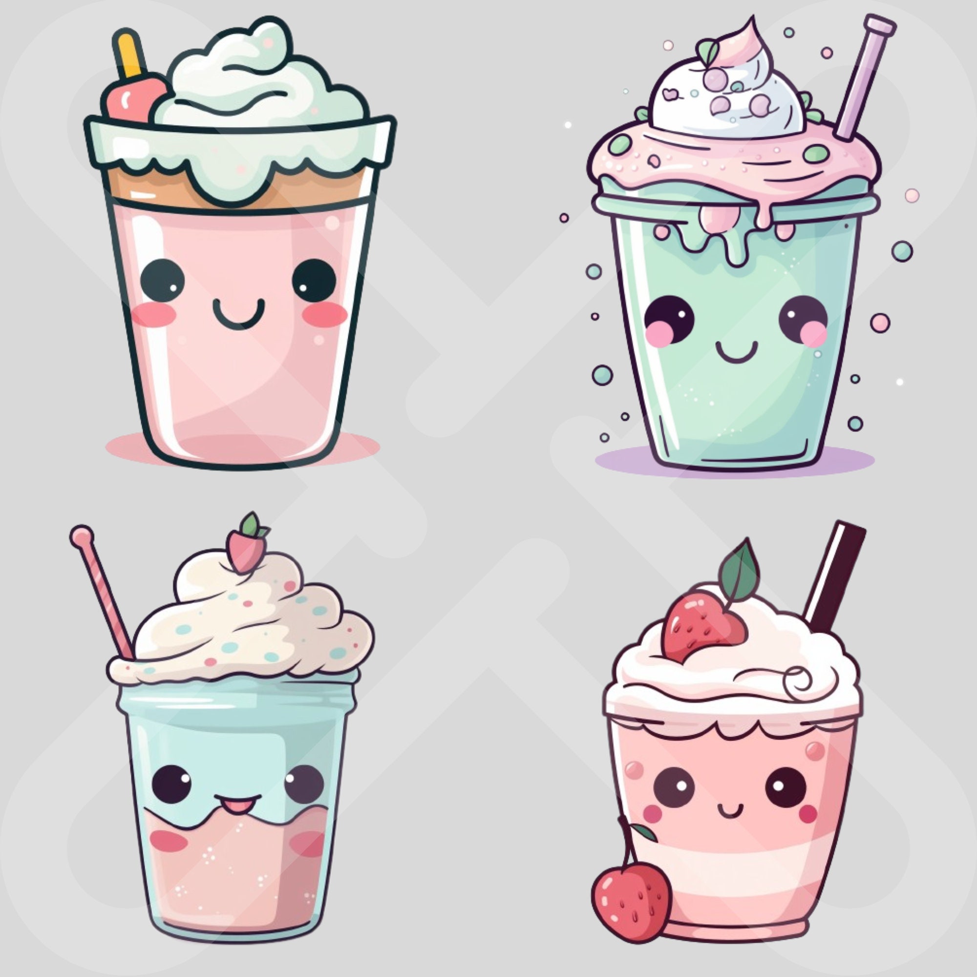 Kawaii Food Clipart Food PNG Bundle Cute Food Graphics Kawaii Clipart ...
