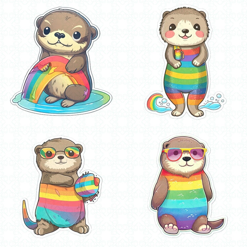 Otter Pride Bundle PNG Clipart Rainbow Image LGBTQ Pride Sublimation ...