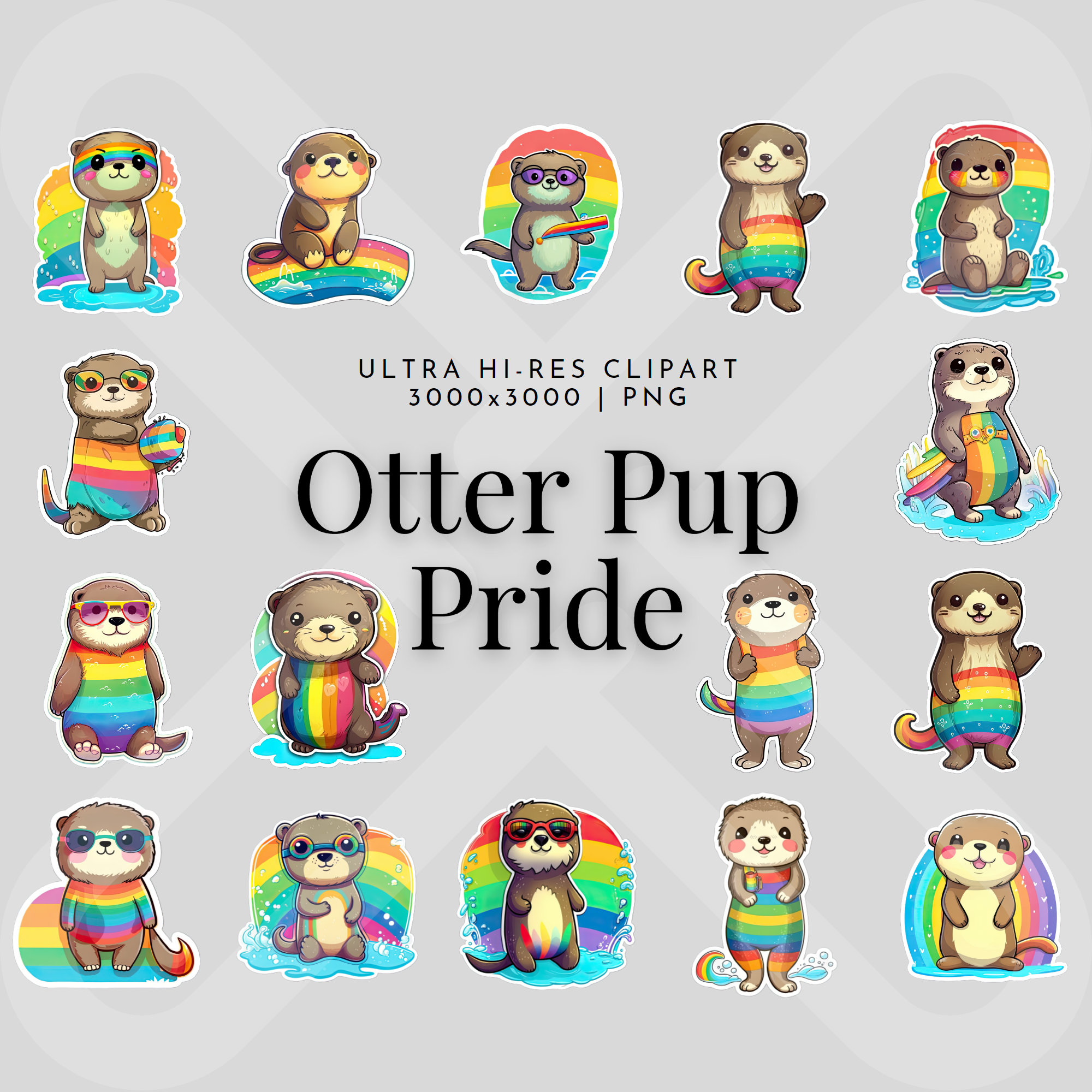 Otter Pride Bundle PNG Clipart Rainbow Image LGBTQ Pride Sublimation ...