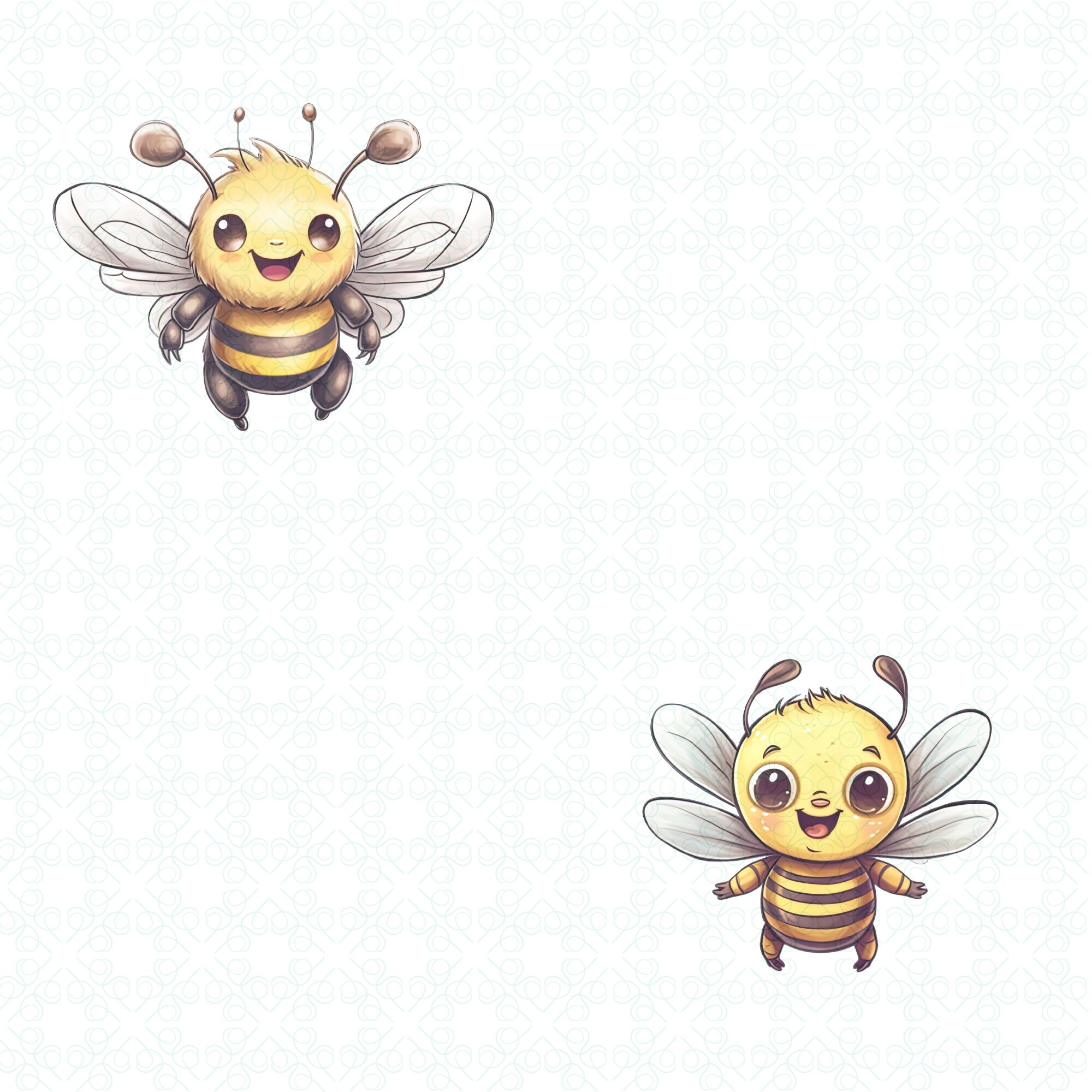 Kawaii Bee Clipart Bundle Cute Bumble Bees Clip Art Watercolor Cute ...