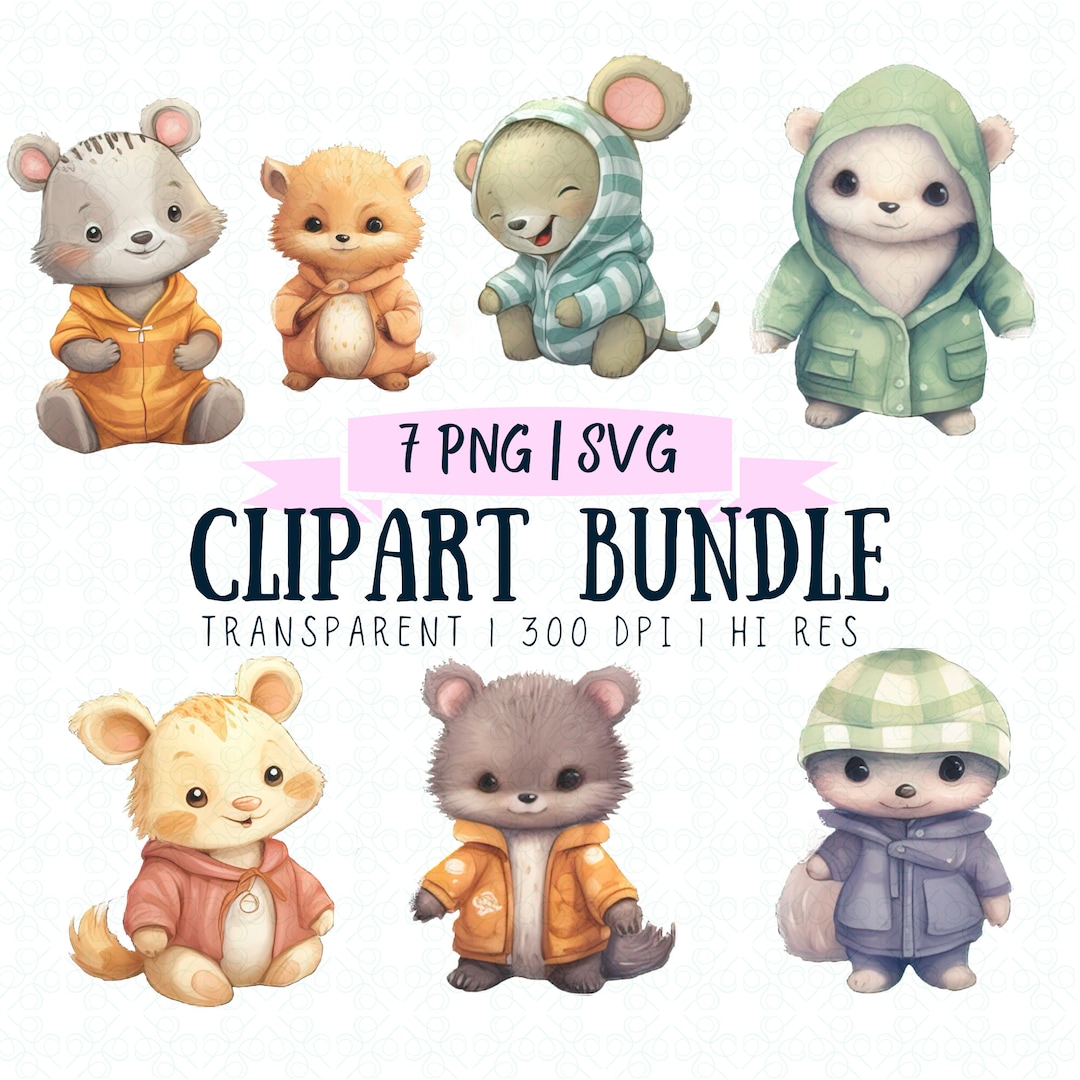 Nursery Animal Art Cute Baby Animal SVG Clip Art Cute Animals Clip Art ...