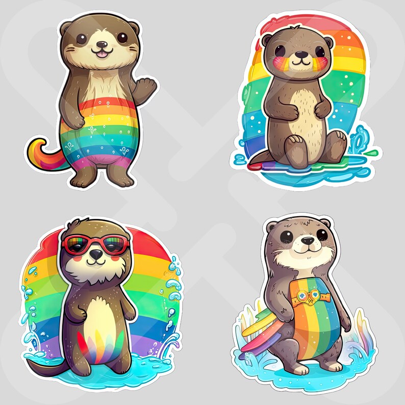 Otter Pride Bundle PNG Clipart Rainbow Image LGBTQ Pride Sublimation ...