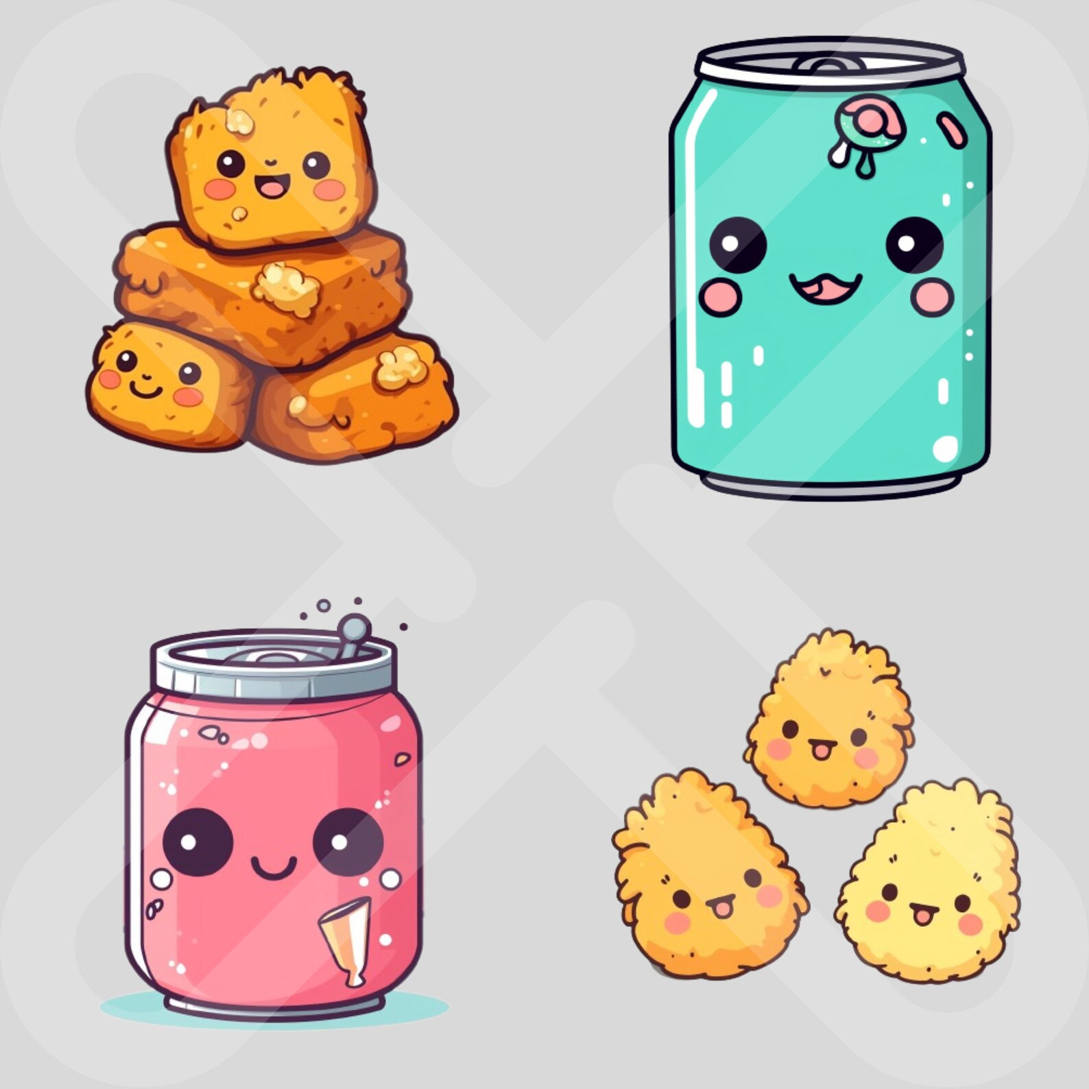 Kawaii Food Clipart Food PNG Bundle Cute Food Graphics Kawaii Clipart ...