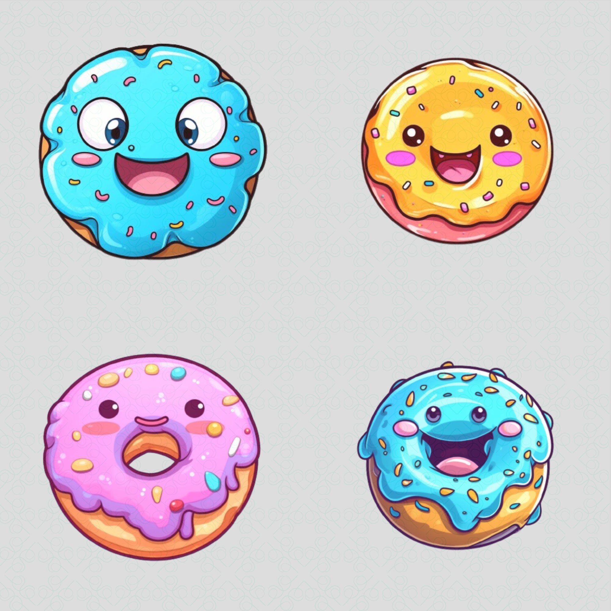 Kawaii Donut Clipart Food PNG Bundle Cute Food Graphics Kawaii - Etsy