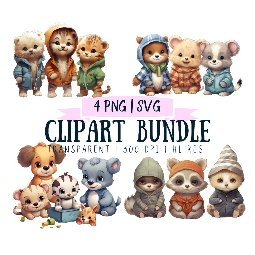 Nursery Animal Art Cute Baby Animal SVG Clip Art Cute Animals Clip Art ...