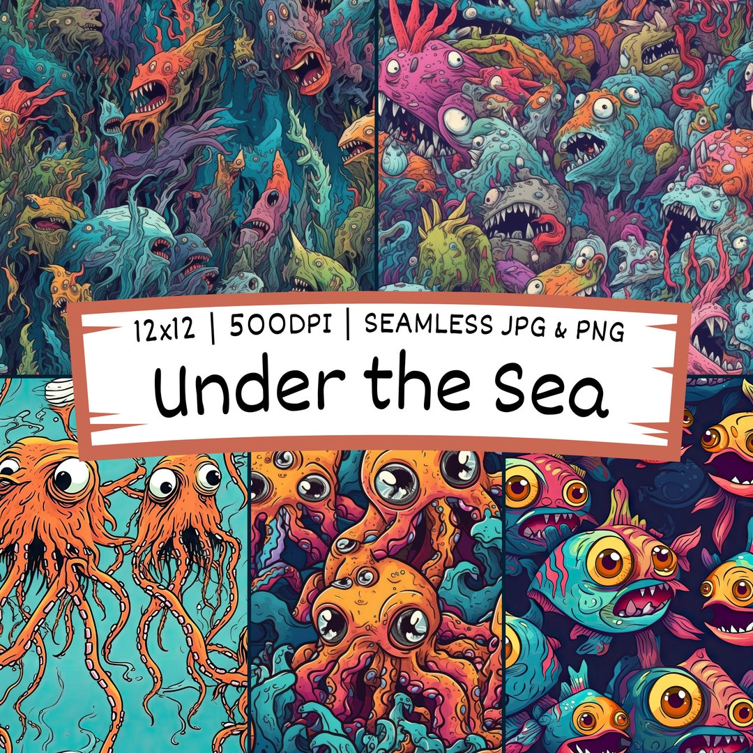 Sea Monster Seamless Patterns Gothic Design Unique Digital Pattern ...