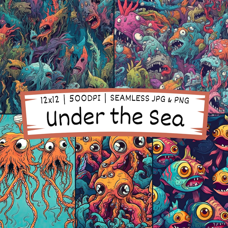 Sea Monster Seamless Patterns Gothic Design Unique Digital Pattern ...