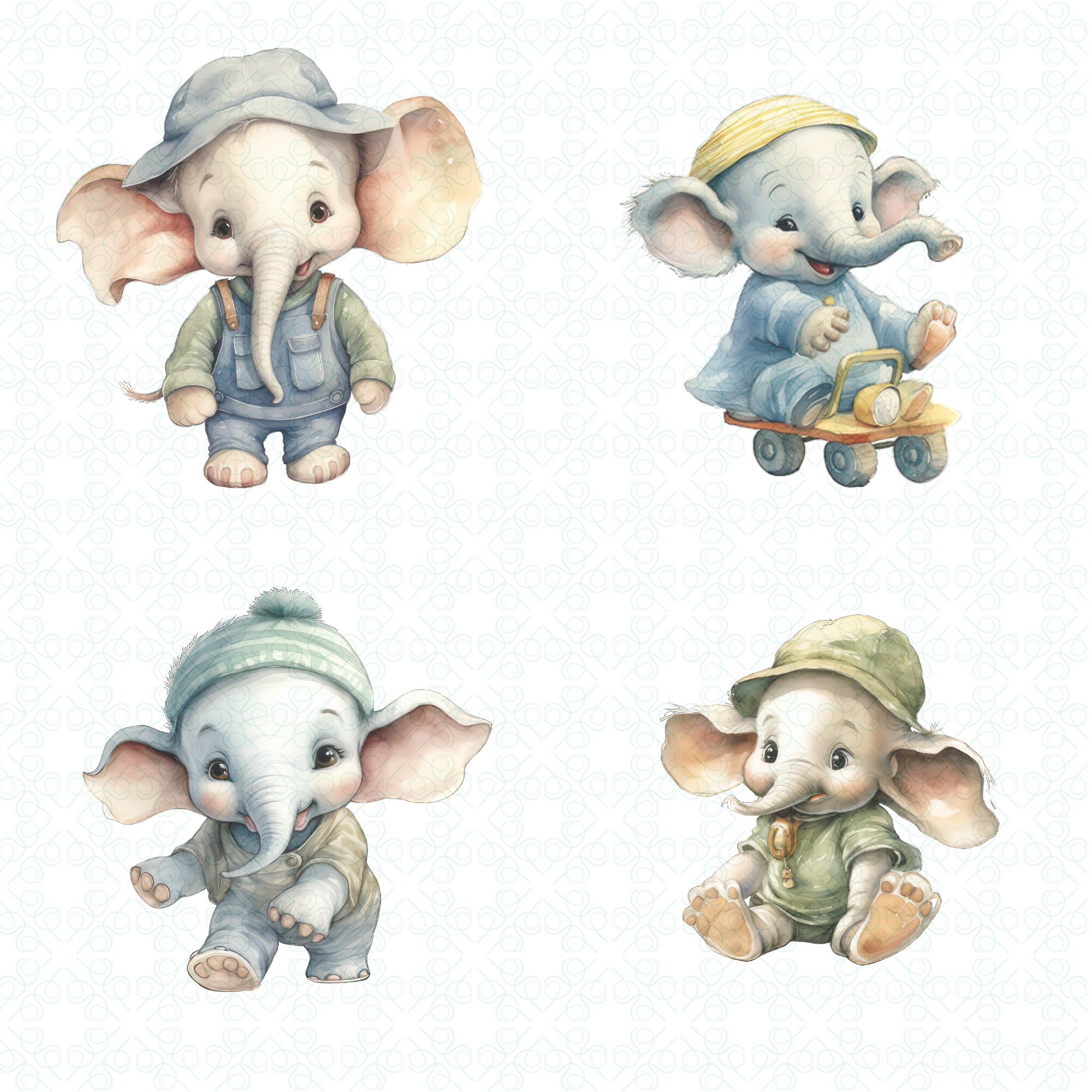 Baby Animal Nursery Bundle Cute Baby Animal Clip Art Watercolor Cute ...