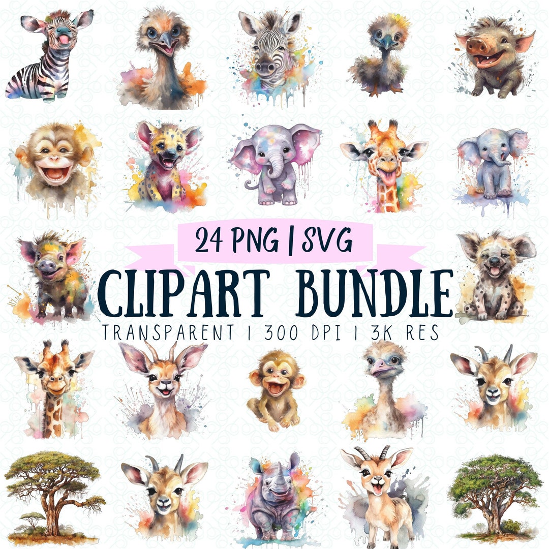 Baby Safari Animal Mega Bundle Cute Baby Animal Clip Art Cute Animals ...