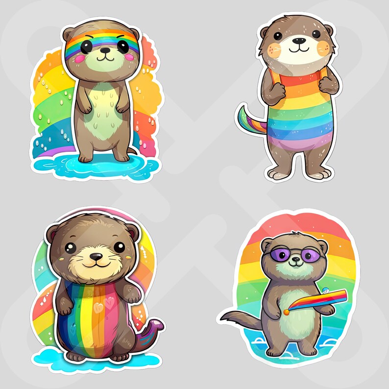 Otter Pride Bundle PNG Clipart Rainbow Image LGBTQ Pride Sublimation ...