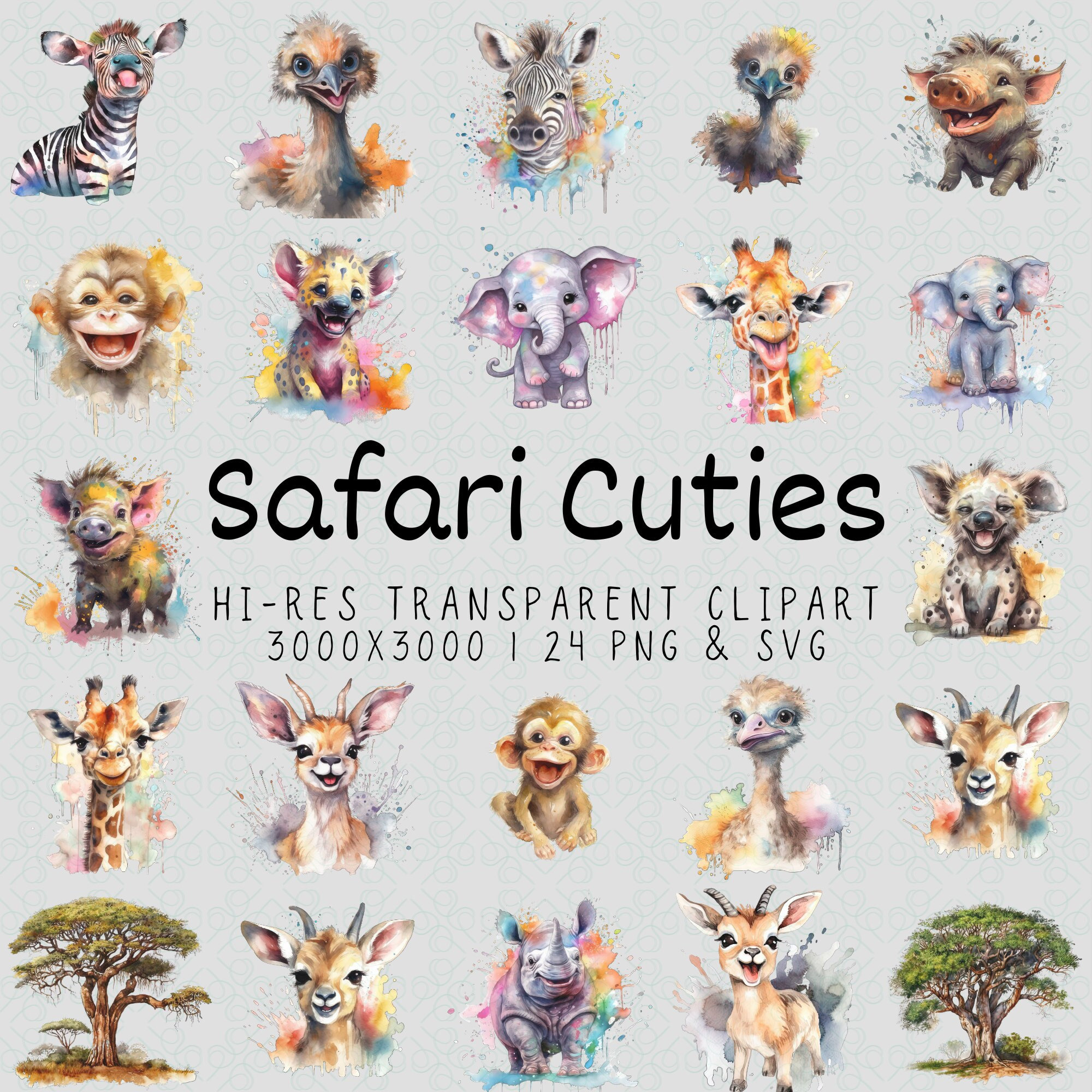 Baby Safari Animal Mega Bundle Cute Baby Animal Clip Art Cute Animals ...