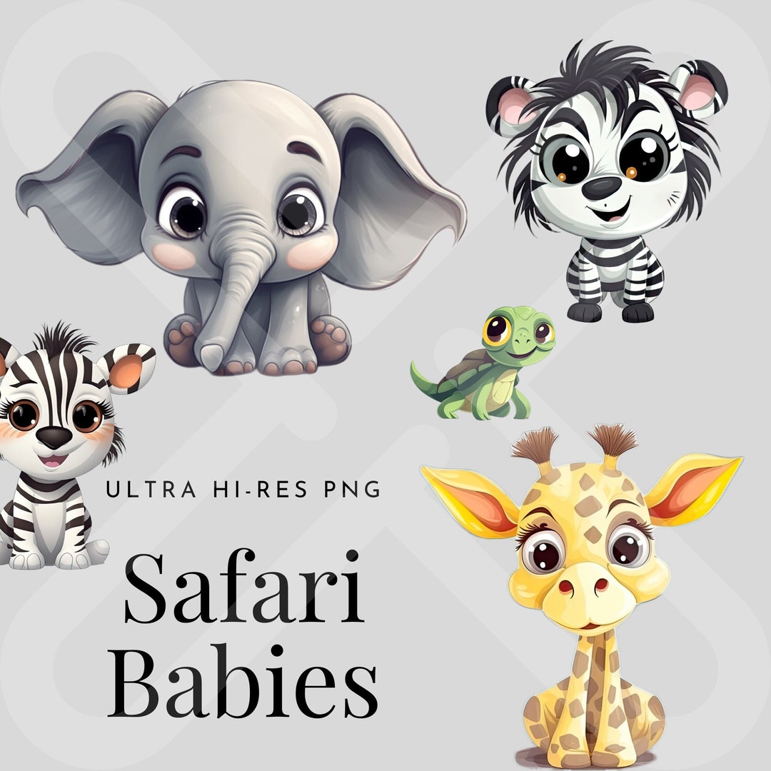 Baby Safari Animal Art Cute Baby Animal Clip Art Cute Animals - Etsy