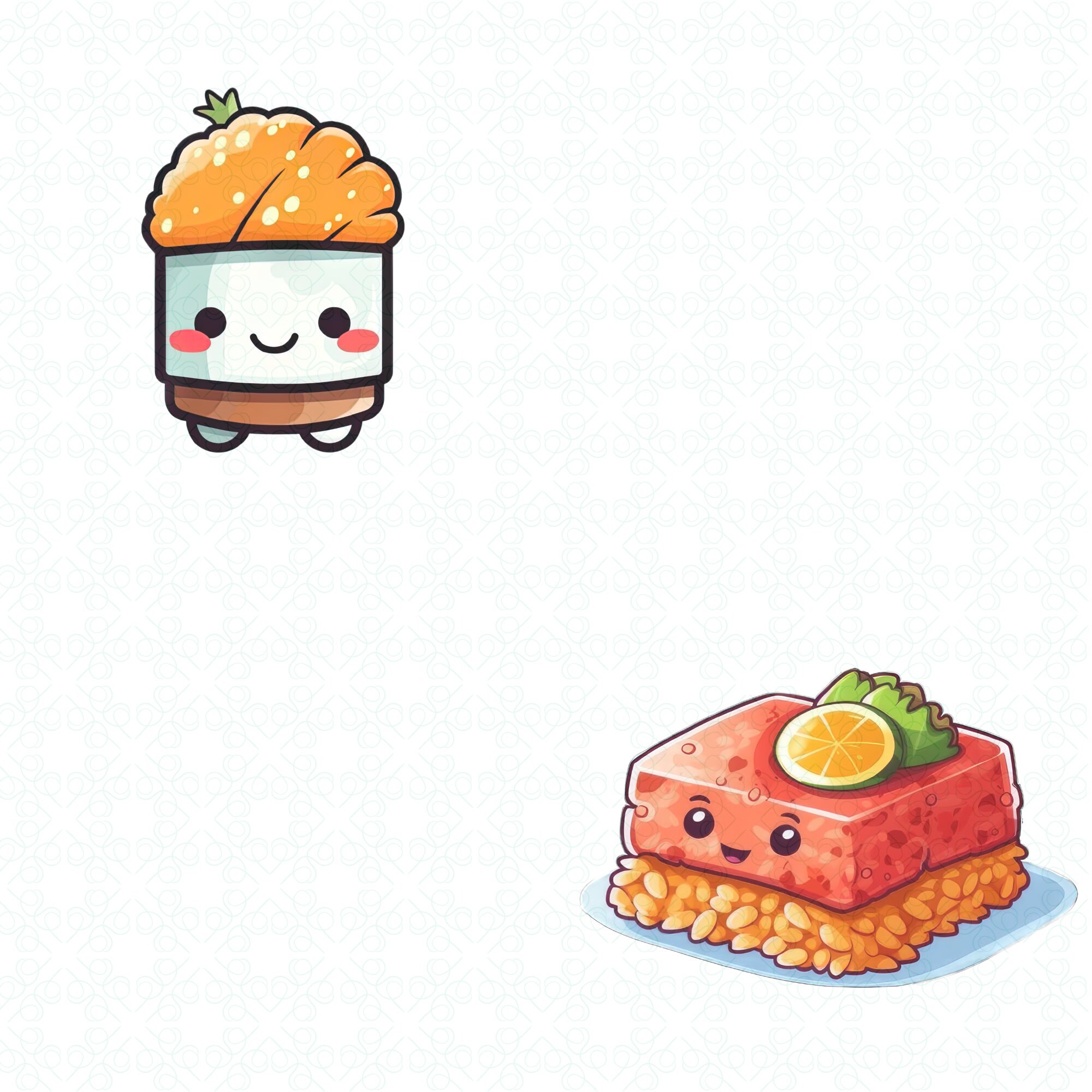 Kawaii Sushi Clipart Food PNG Bundle Cute Sushi Rolls Graphics Kawaii ...