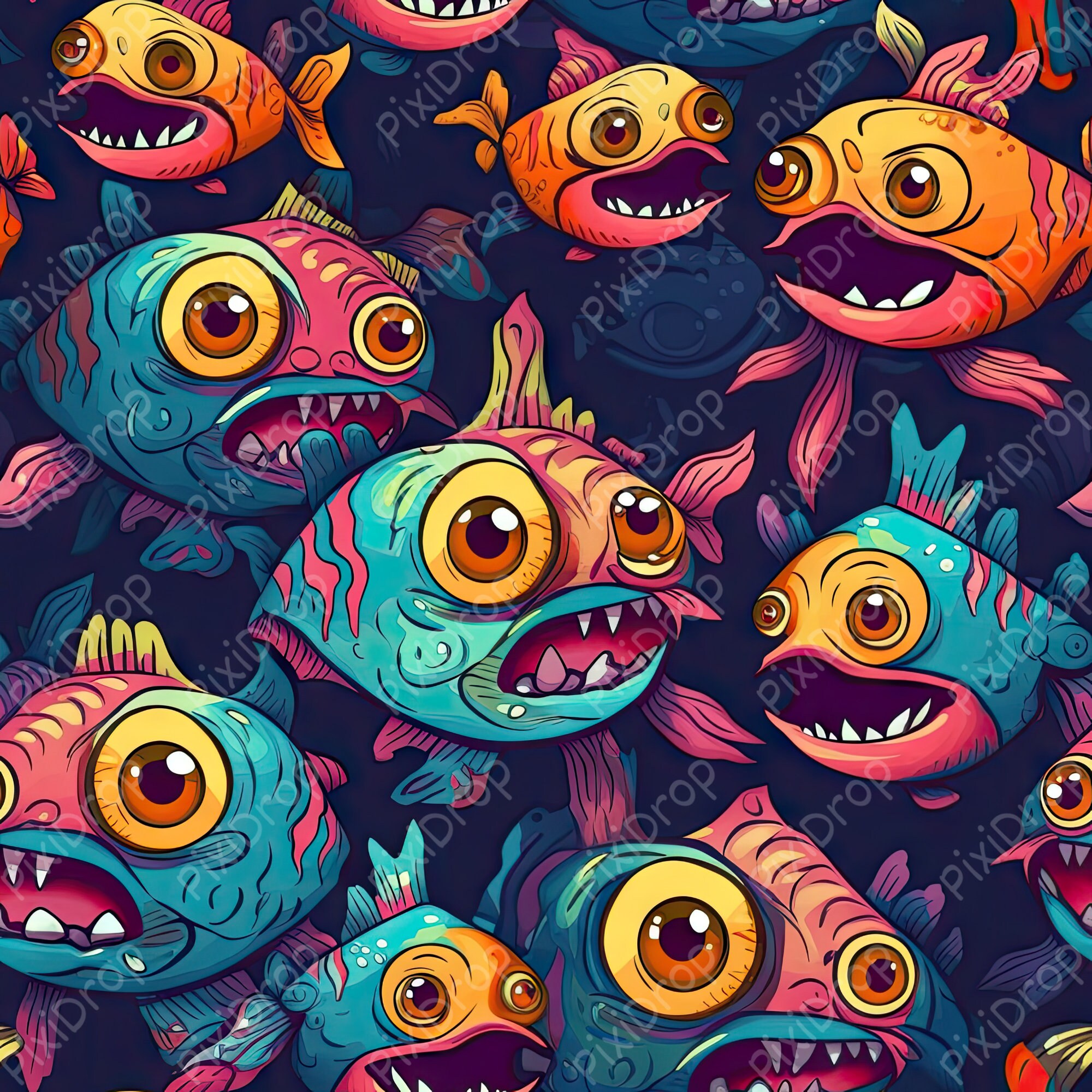 Sea Monster Seamless Patterns Gothic Design Unique Digital - Etsy