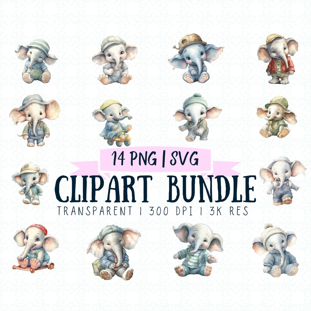 Baby Animal Nursery Bundle Cute Baby Animal Clip Art Watercolor Cute ...