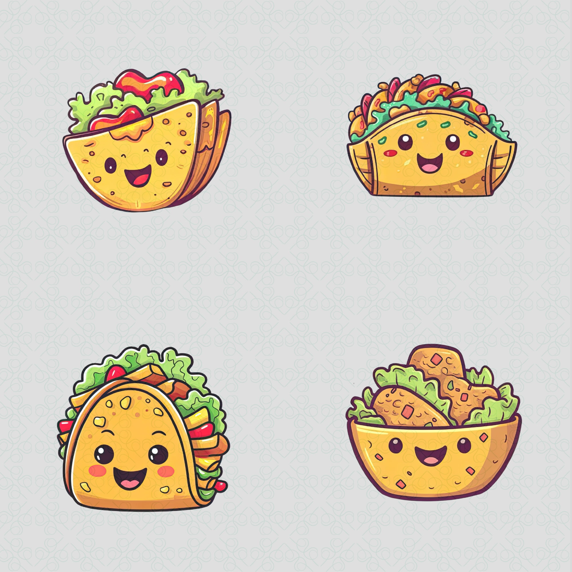 Taco Tuesday Kawaii Clipart Bundle Cute PNG Taco Bowls - Etsy