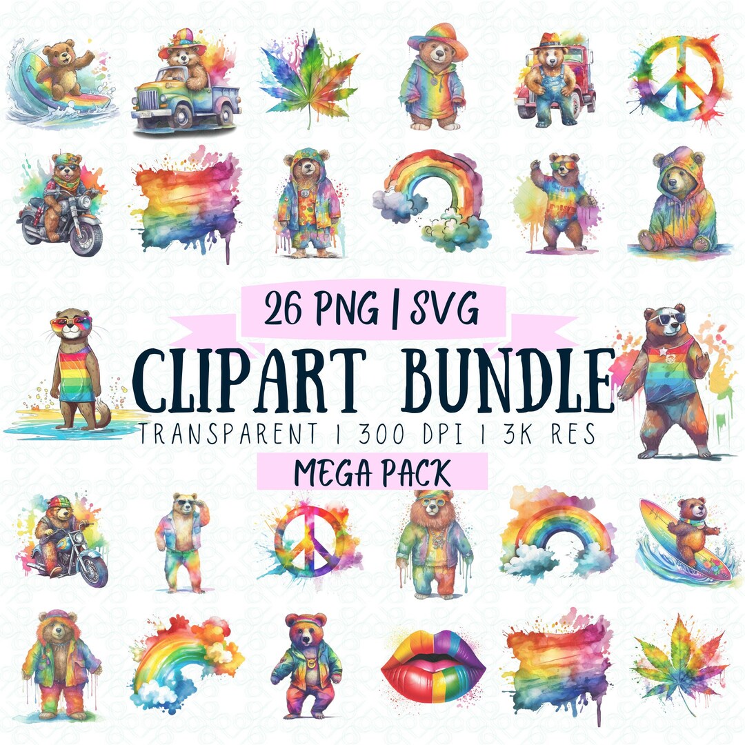 Pride Bundle PNG Clipart Rainbow Graphic Image LGBTQ Pride Sublimation ...