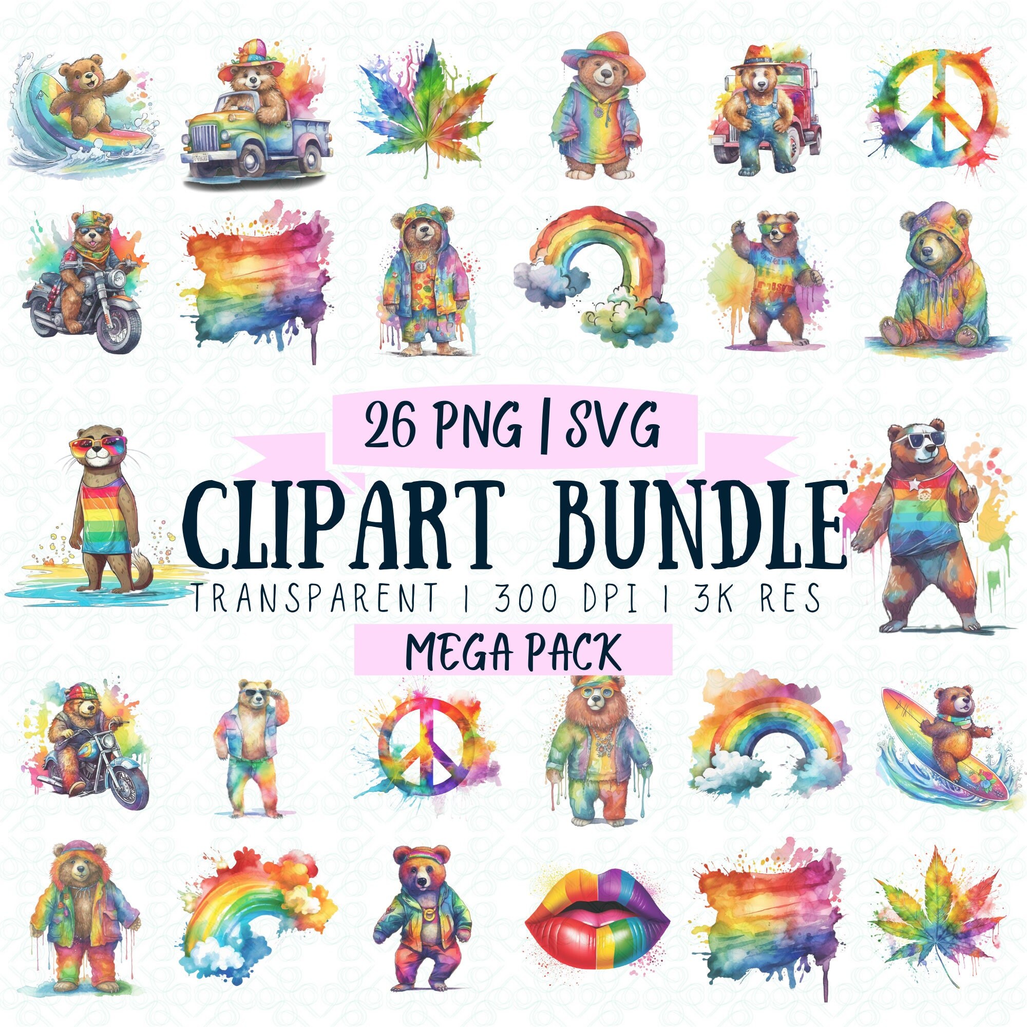 Pride Bundle PNG Clipart Rainbow Graphic Image LGBTQ Pride Sublimation ...