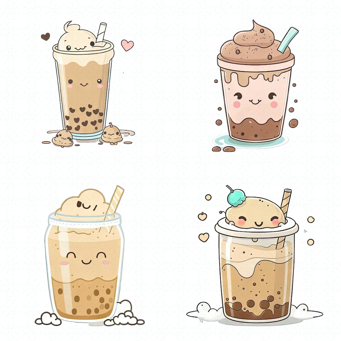Kawaii Coffee Clipart Coffee PNG Bundle Cute Graphics Kawaii Clipart ...