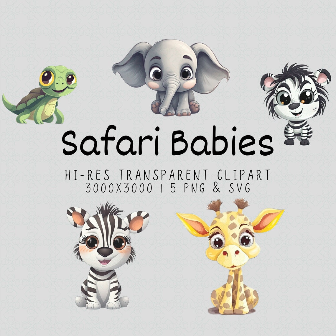 Baby Safari Animal Art Cute Baby Animal Clip Art Cute Animals Clip Art ...