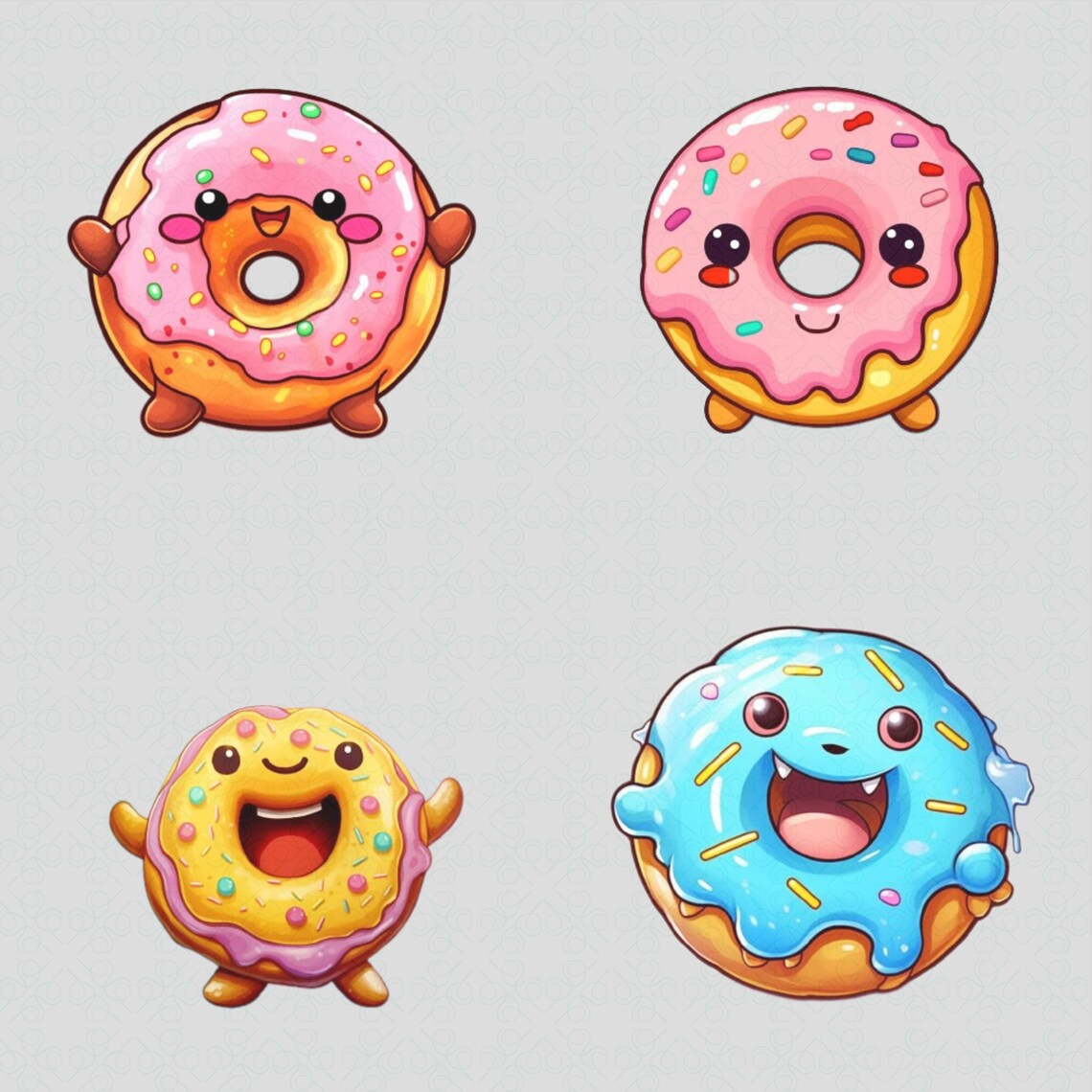 Kawaii Donut Clipart Food PNG Bundle Cute Food Graphics Kawaii - Etsy