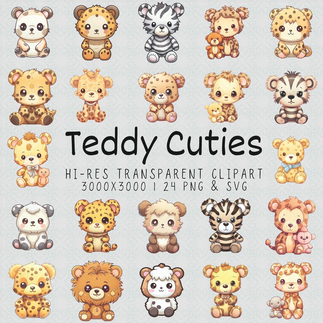Cute Safari Animal Bundle Cute Baby Giraffe Clipart Cute Zebra Baby ...