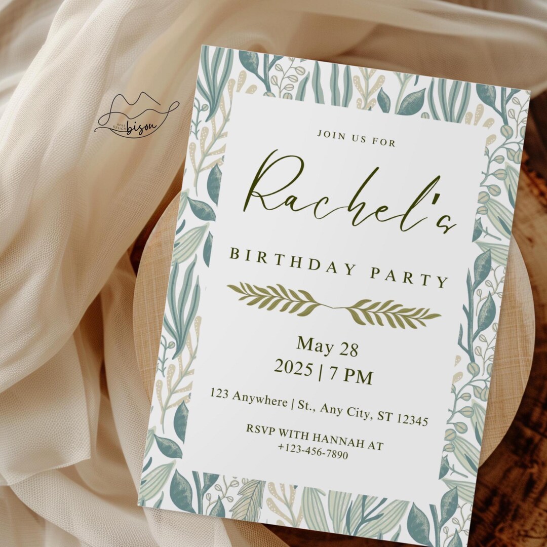 Nature Birthday Invitation Template: Greenery Party Invite (canva ...