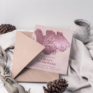 Editable Modern Party Invite, Glitter Birthday Party Invitation, Glam ...