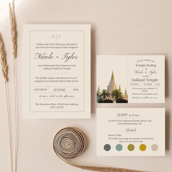 LDS Sealing Card Templateinstant Downloadeditable Wedding ...