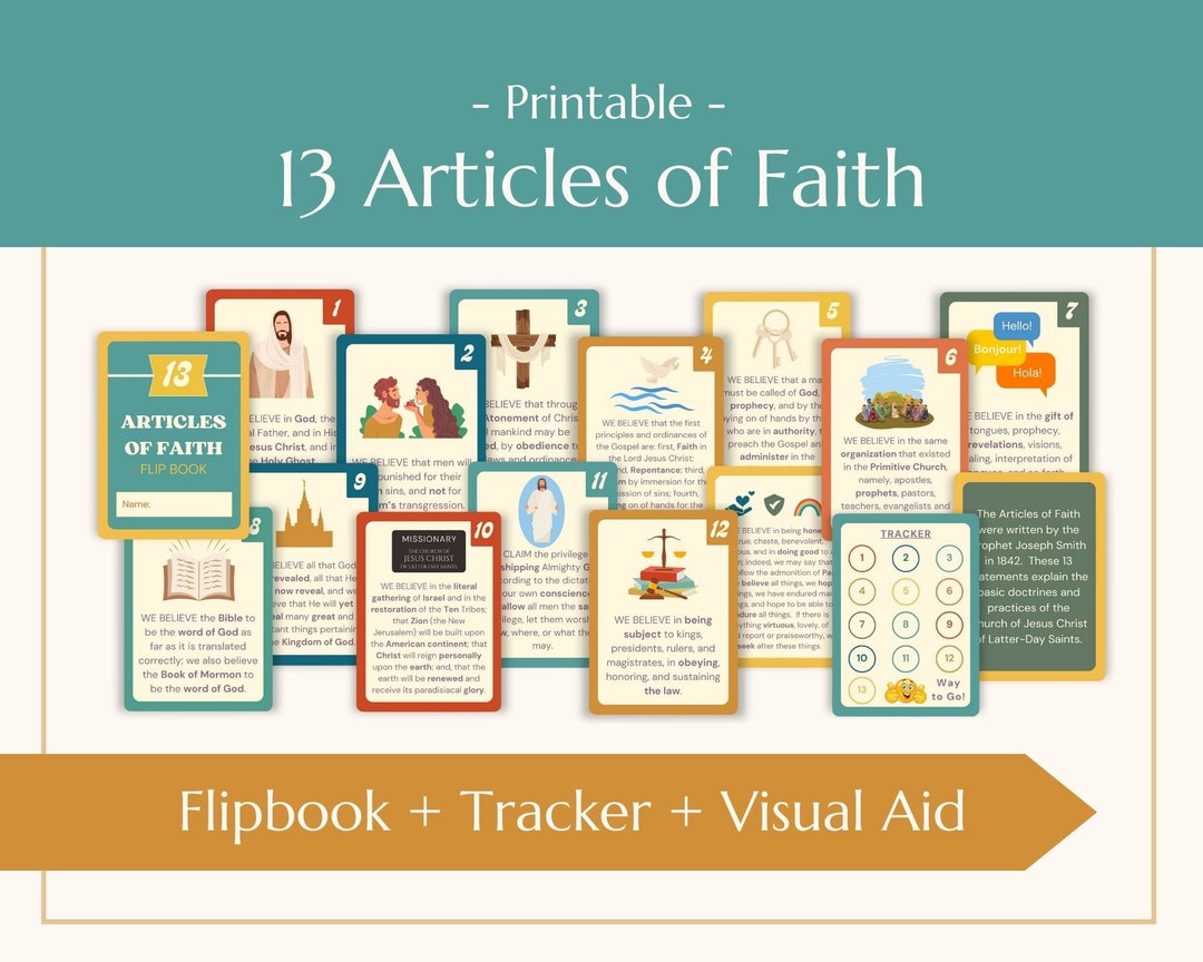 13 Articles of Faith Flipbook | Primary 2025 – Visual Aid Memorization ...