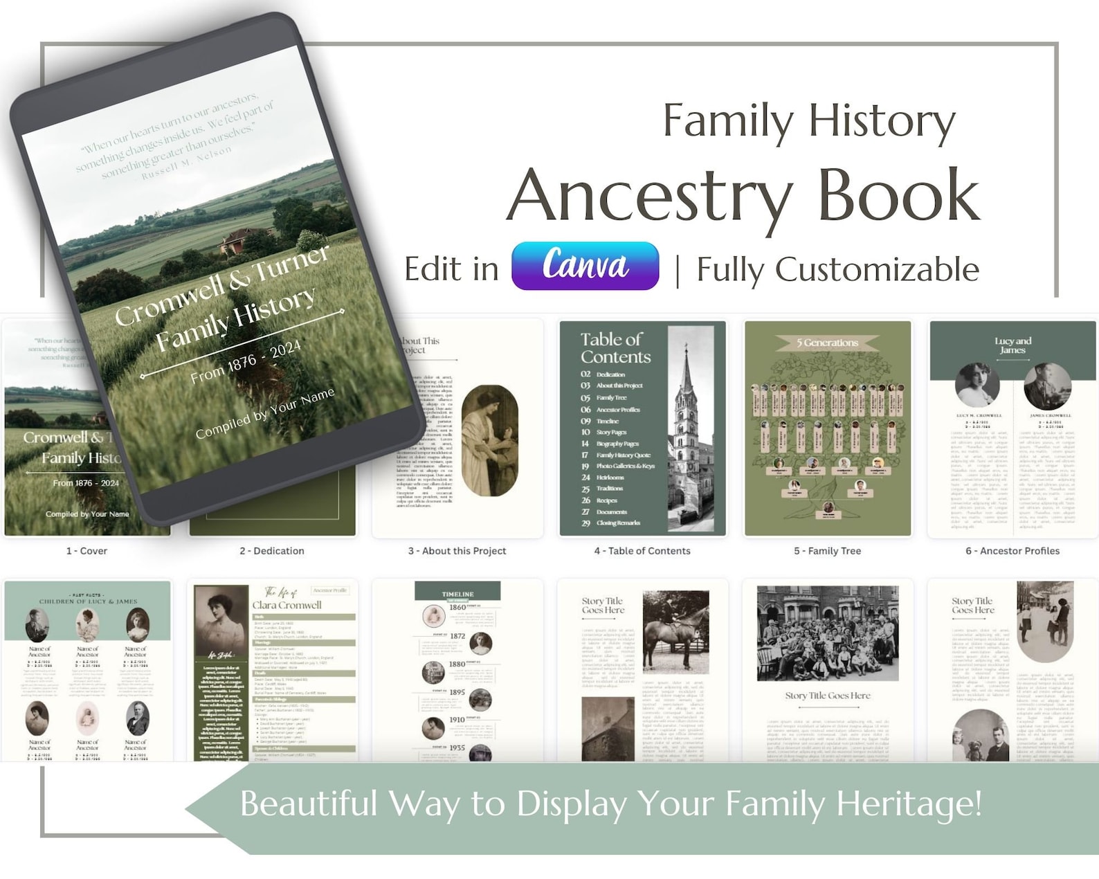 Ancestry Book Template | Genealogy Gift – Instant Download – Family ...