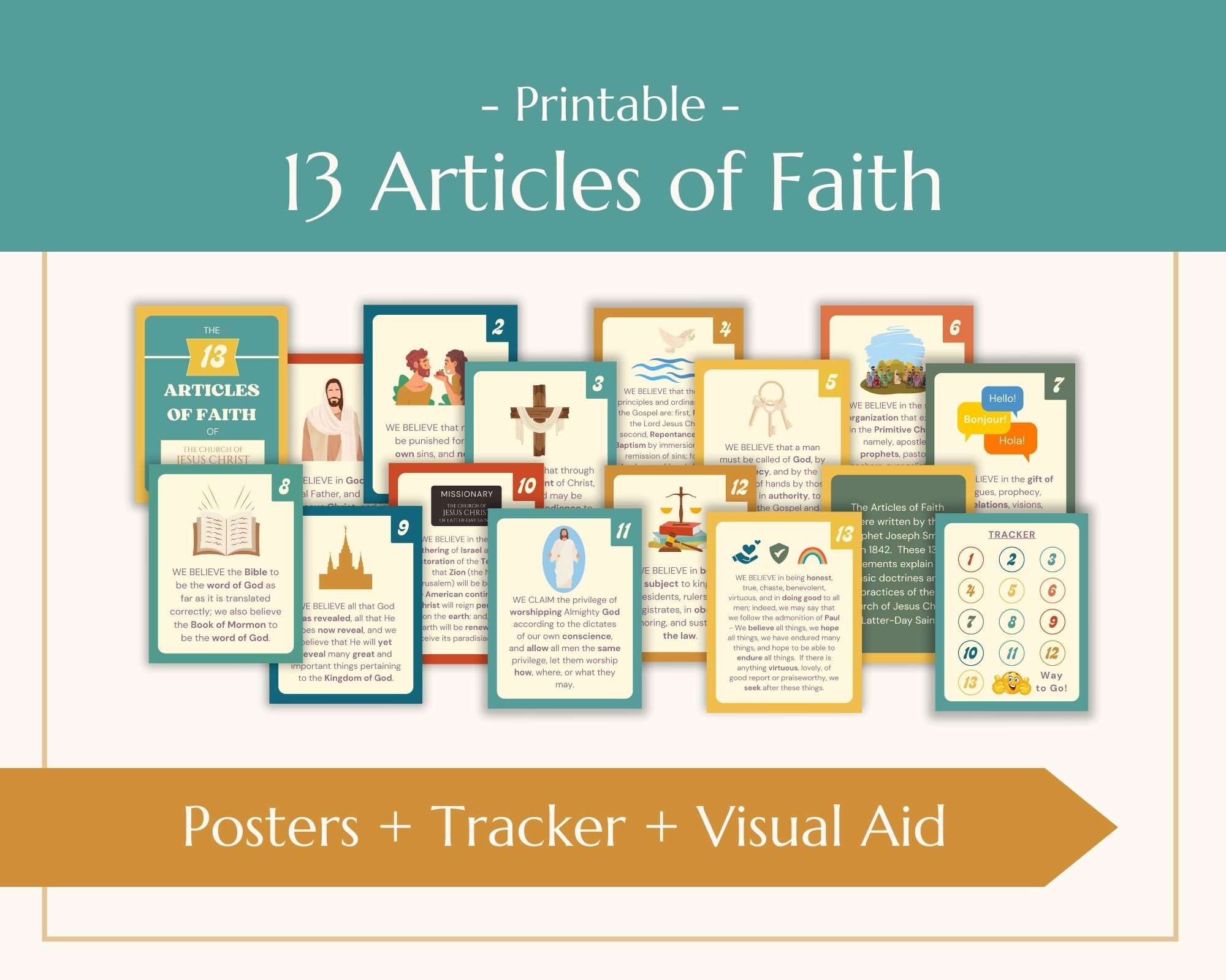 13 Articles of Faith Posters Primary 2024 Visual Aid Memorization ...