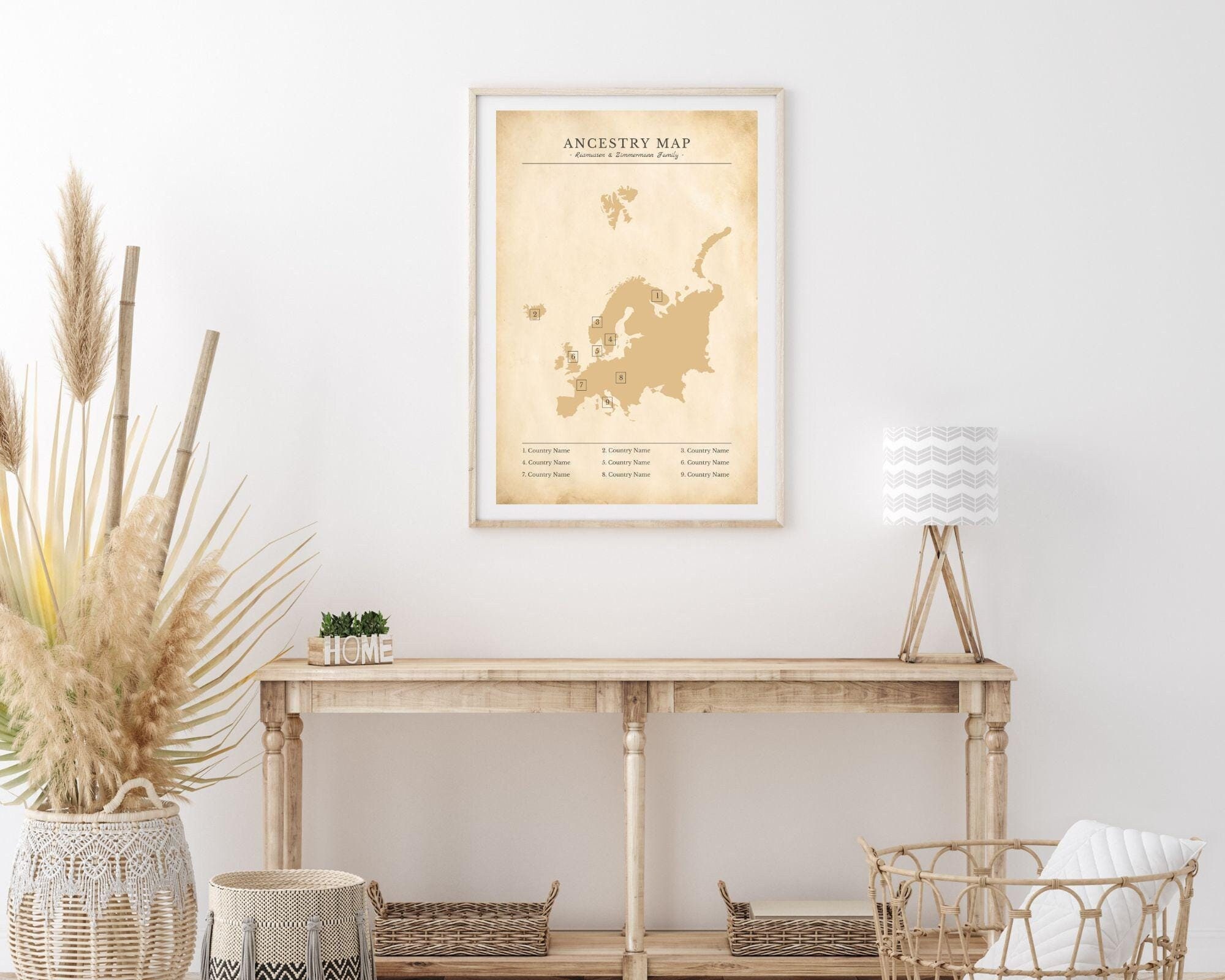 Ancestry Map Poster Template | Vintage Europe Map | Wall Art | Ancestry ...