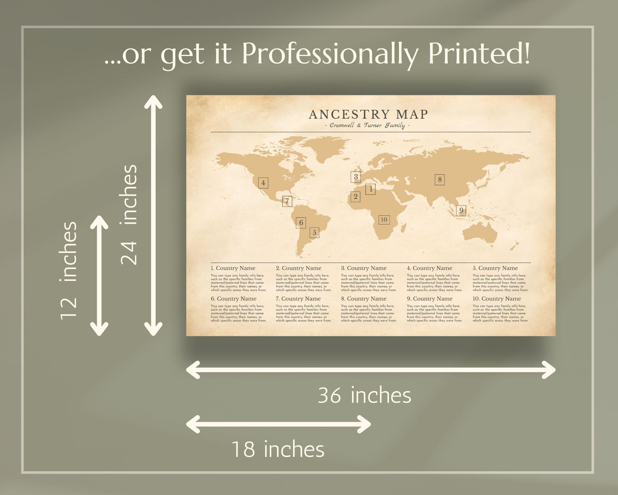 Detailed Ancestry Map Poster Template | Vintage World Map | Wall Art ...