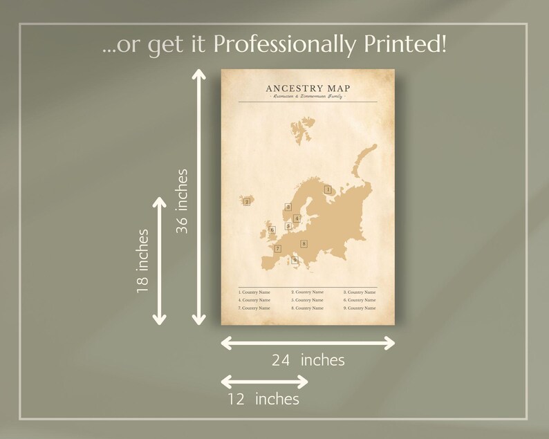 Ancestry Map Poster Template | Vintage Europe Map | Wall Art | Ancestry ...