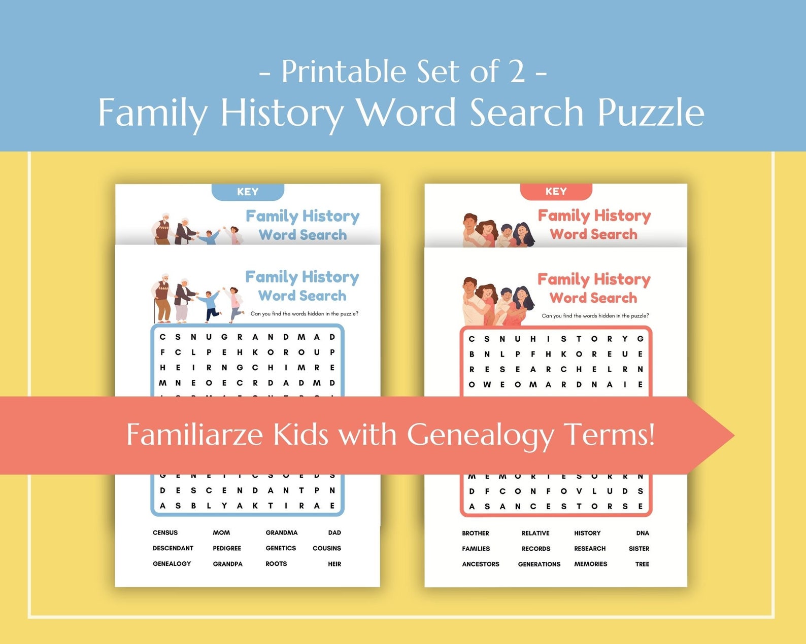 Kids and Youth Family History Word Search | Genealogy Puzzle Games ...