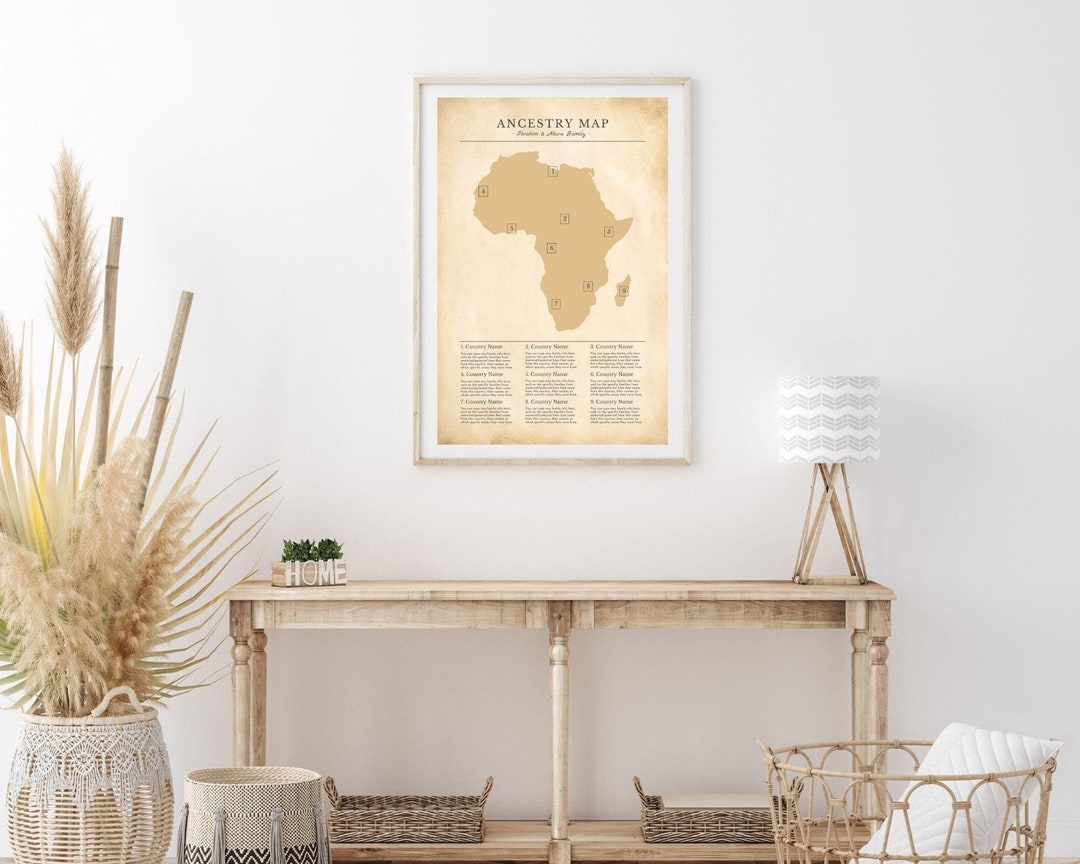 Detailed Ancestry Map Poster Template | Vintage Africa Map | Wall Art ...